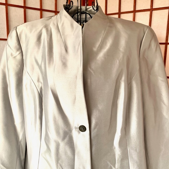 Talbots | Jackets & Coats | Talbots Petites Pure Silk Silver Jacket Nwt ...